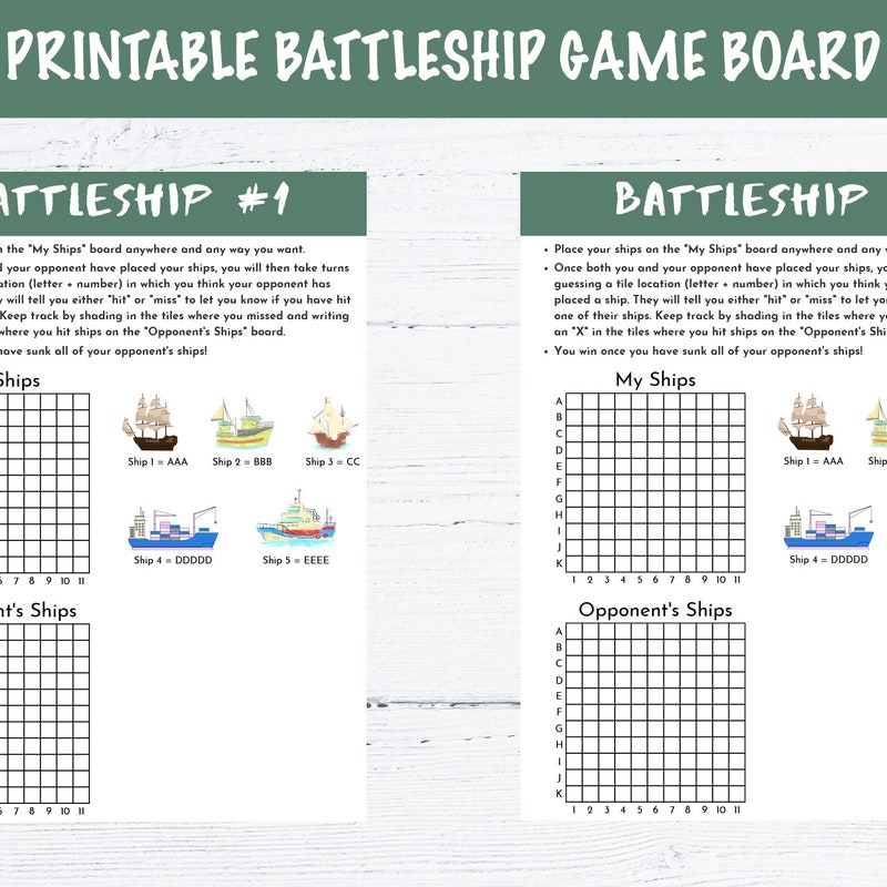 Printable Battleship Game - Etsy