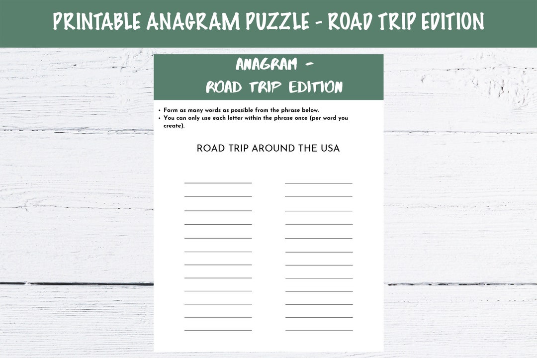 Printable Anagram Puzzle - Road Trip Edition - Etsy