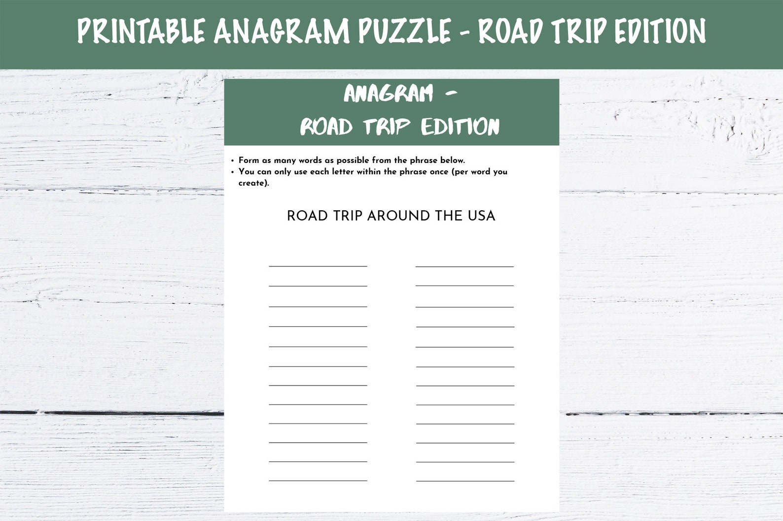 Printable Anagram Puzzle - Road Trip Edition - Etsy