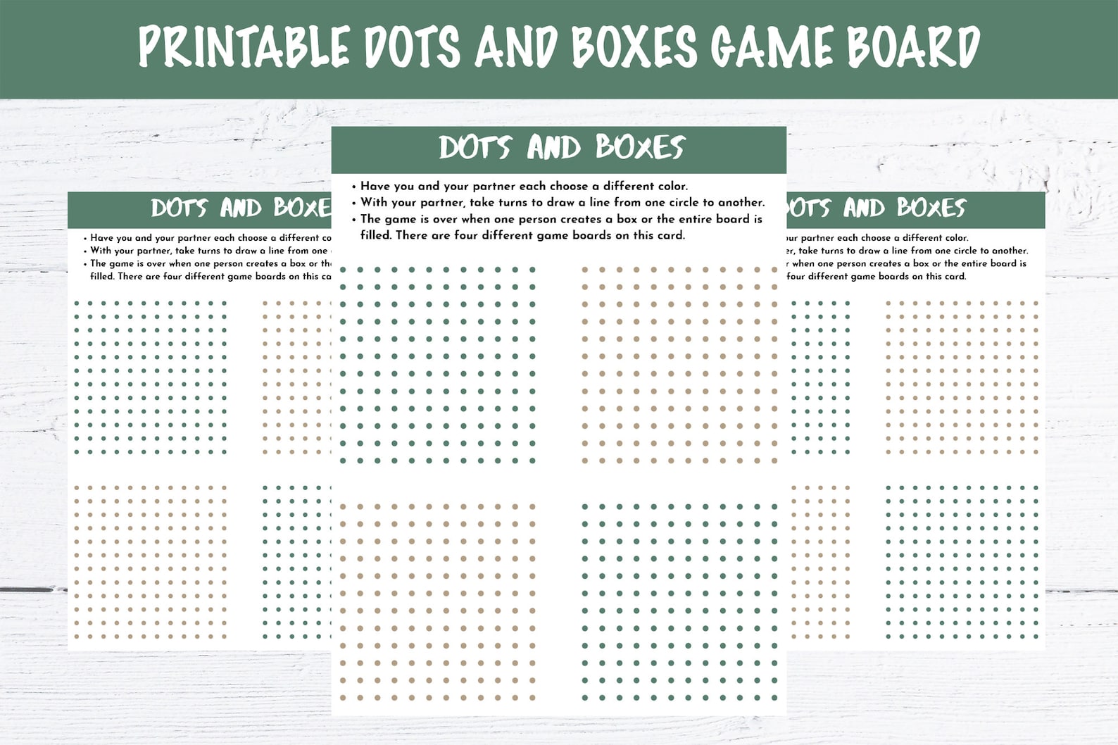 Printable Dots and Boxes Game Board Template - Etsy