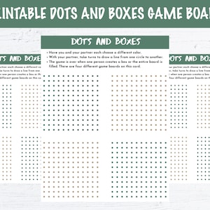 Printable Dots and Boxes Game Board Template - Etsy