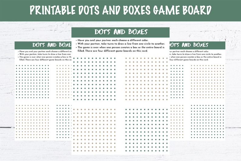 Printable Dots and Boxes Game Board Template - Etsy