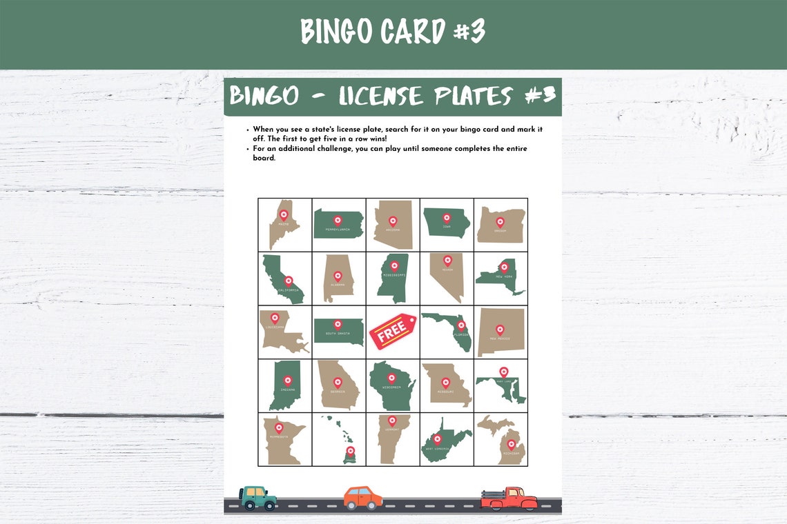 Printable Road Trip Bingo Cards - License Plates Edition - Etsy