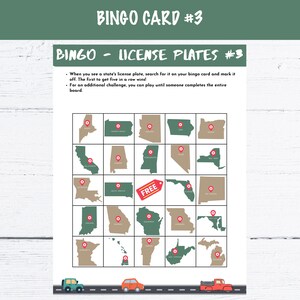 Printable Road Trip Bingo Cards - License Plates Edition - Etsy