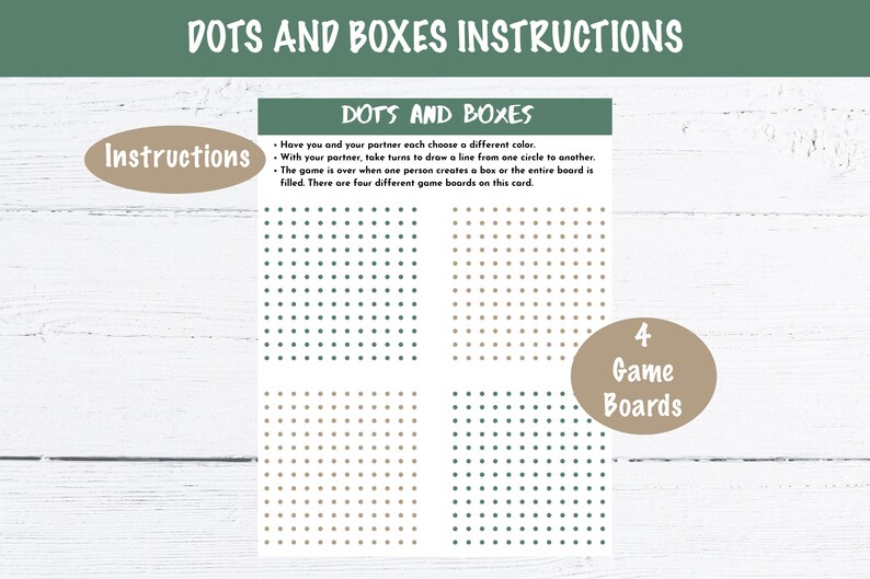 Printable Dots and Boxes Game Board Template - Etsy