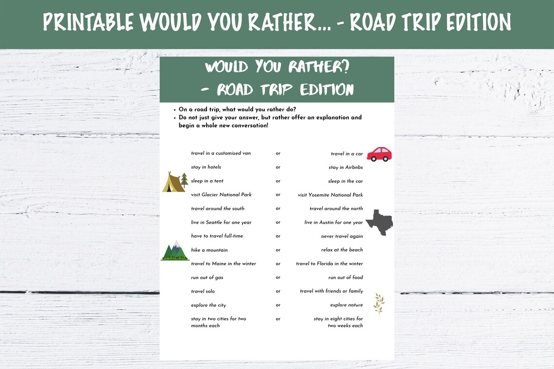 Bundle - 2 Printable Would You Rather Questions Sheets - General and ...
