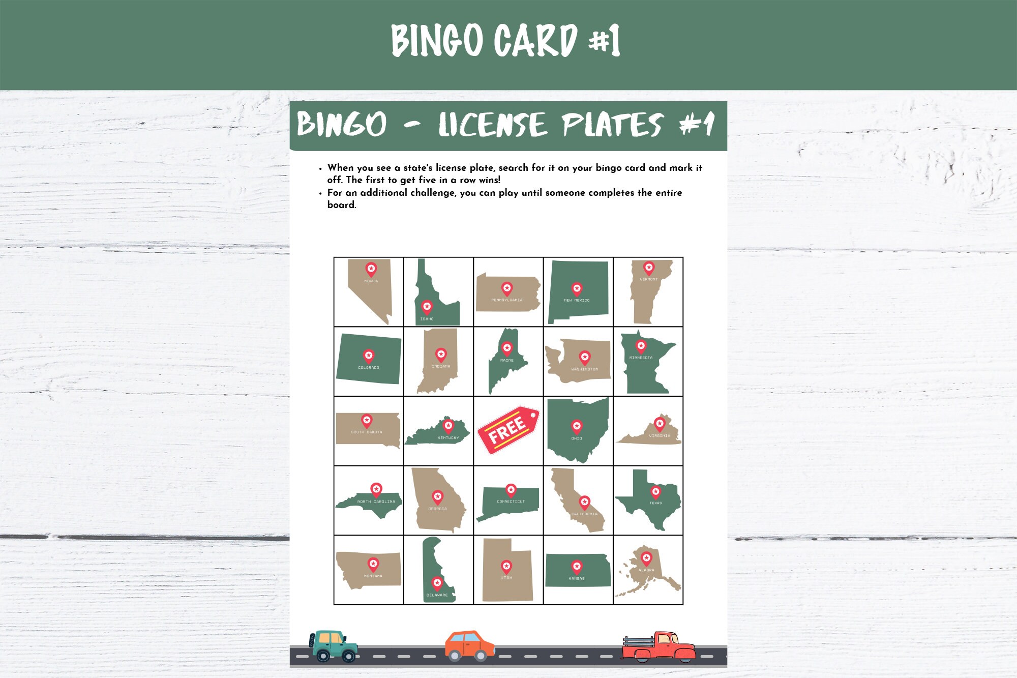 Printable Road Trip Bingo Cards - License Plates Edition - Etsy