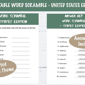 Printable Word Scramble Puzzle - United States Edition - Etsy
