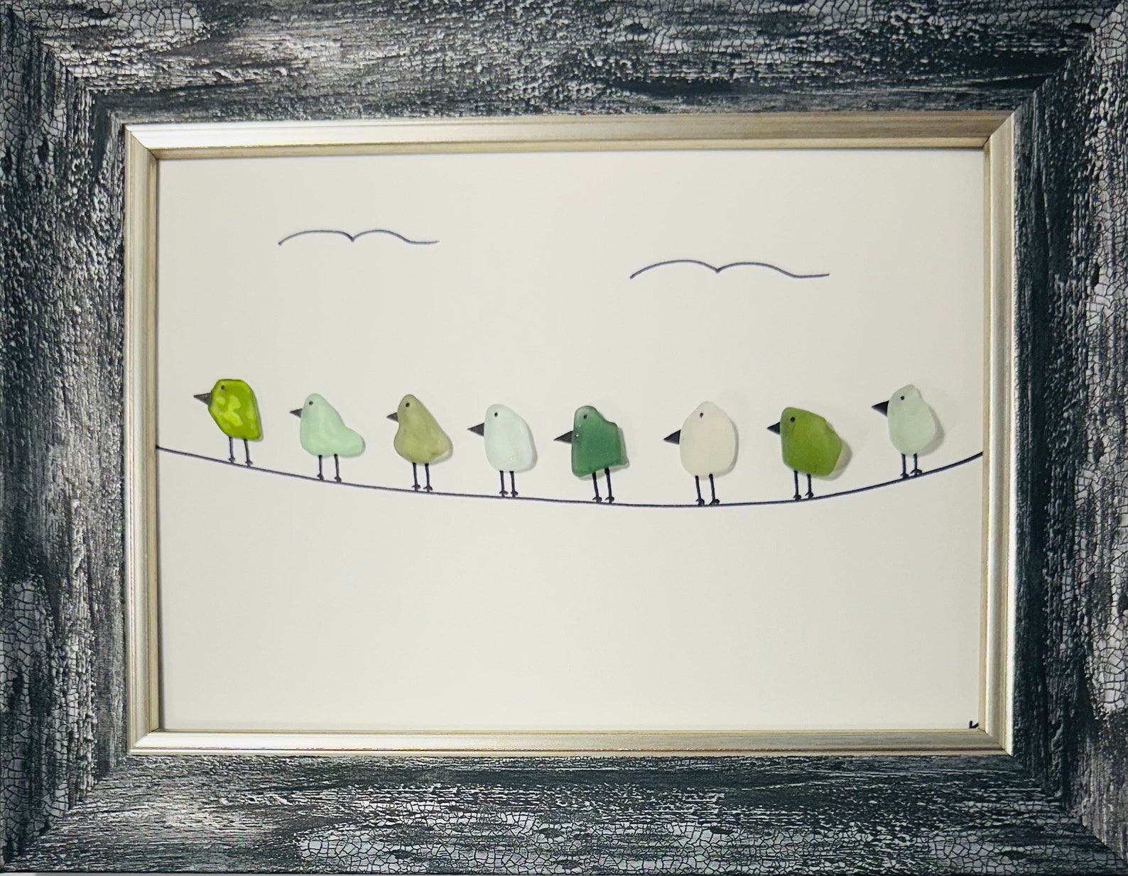 Sea Glass Art Eight Sea Glass Birds on a Wire - Etsy