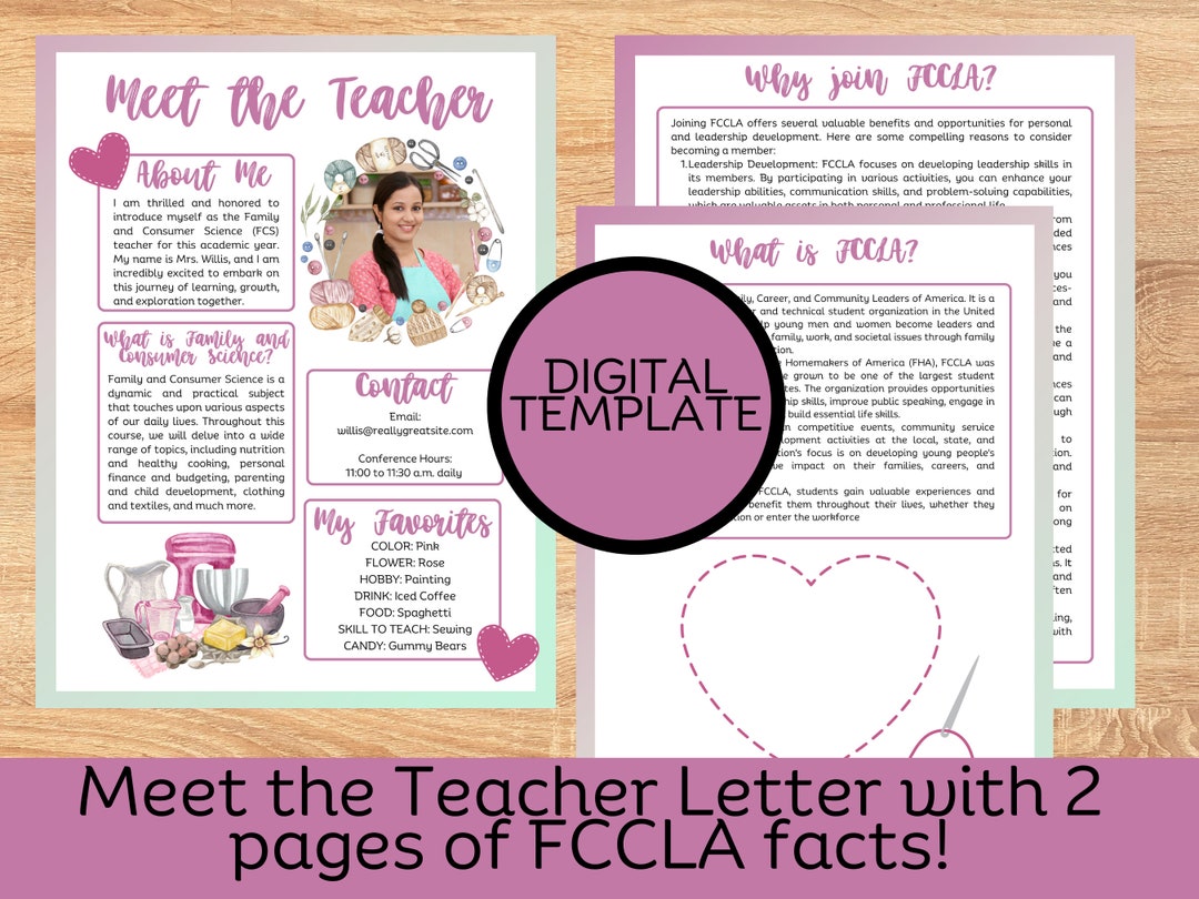 Meet the FCS Teacher Template / Family and Consumer Science Teacher ...