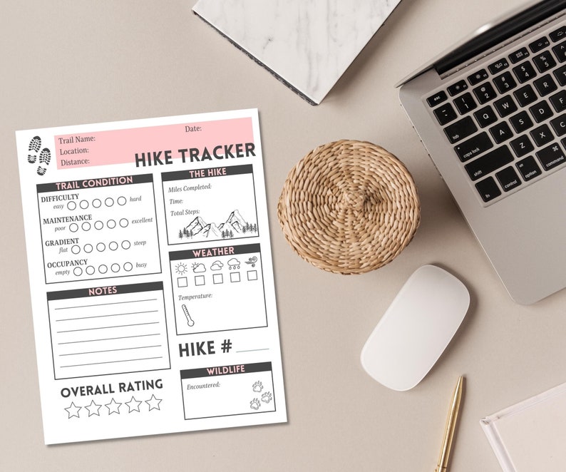 Printable Hiking Journal, Fillable Hiking Log, Hike Tracker, Walking ...