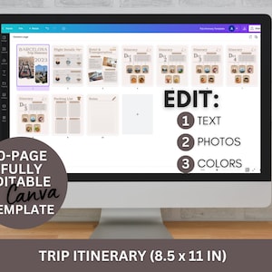 Travel Itinerary Template, Editable Canva Template, Digital Trip ...