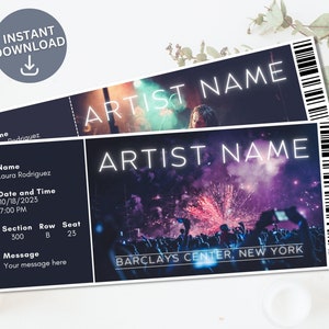 Concert Ticket Template, Editable Canva Ticket Template, Printable ...