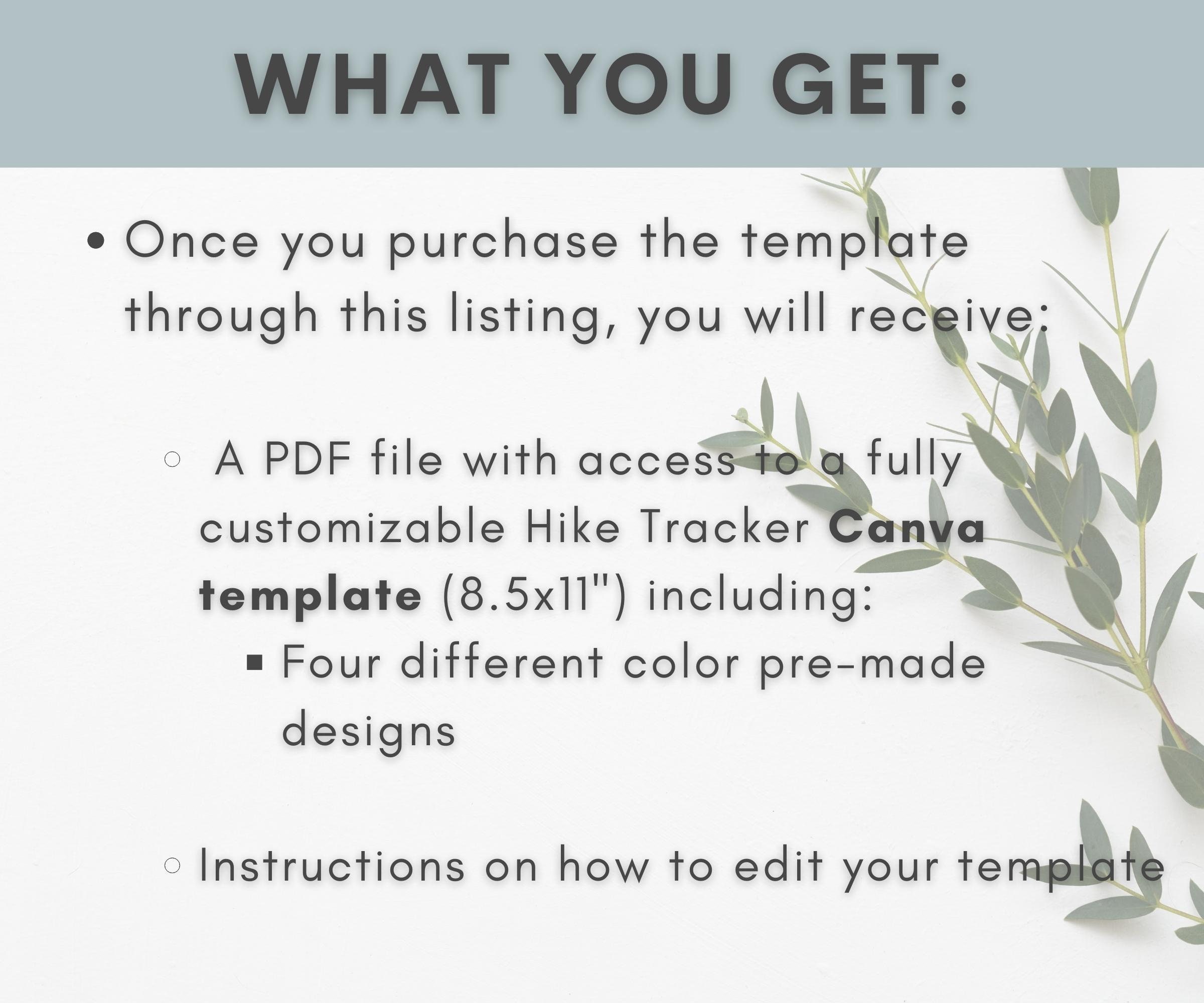 Hiking Journal Template, Canva Hiking Log, Hike Tracker, Walking Log ...