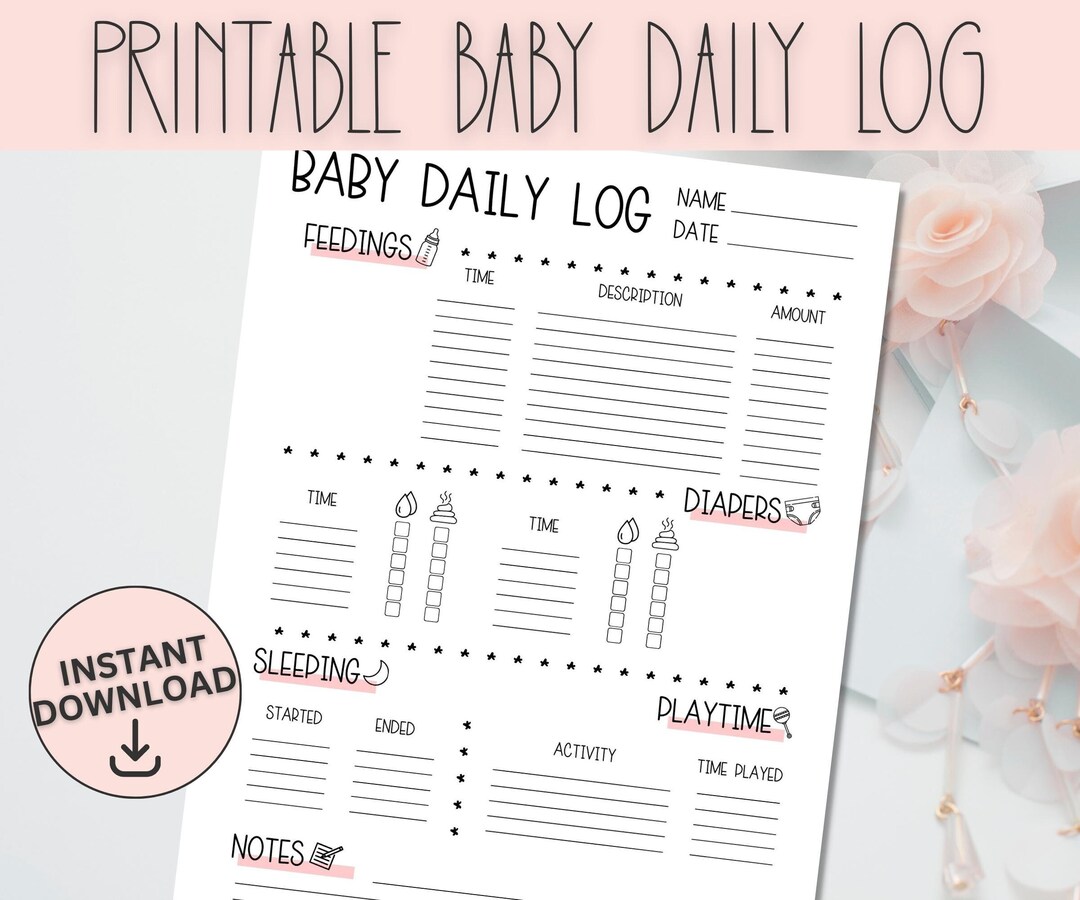 Printable Baby Daily Log, Baby Daily Habit Tracker, Infant Daily Log ...