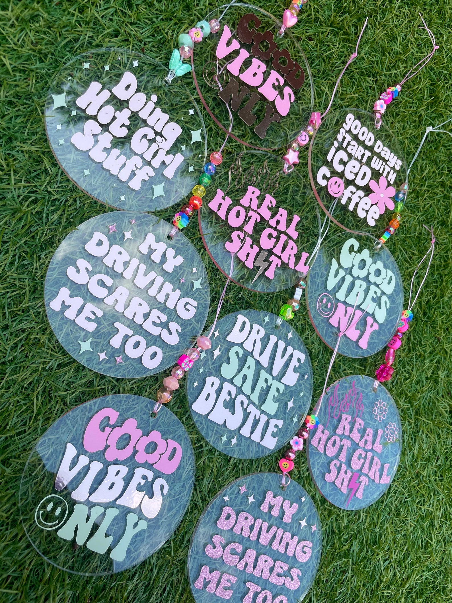 Personalised Acrylic Car Charm / Hanging Car Accessory - Etsy UK