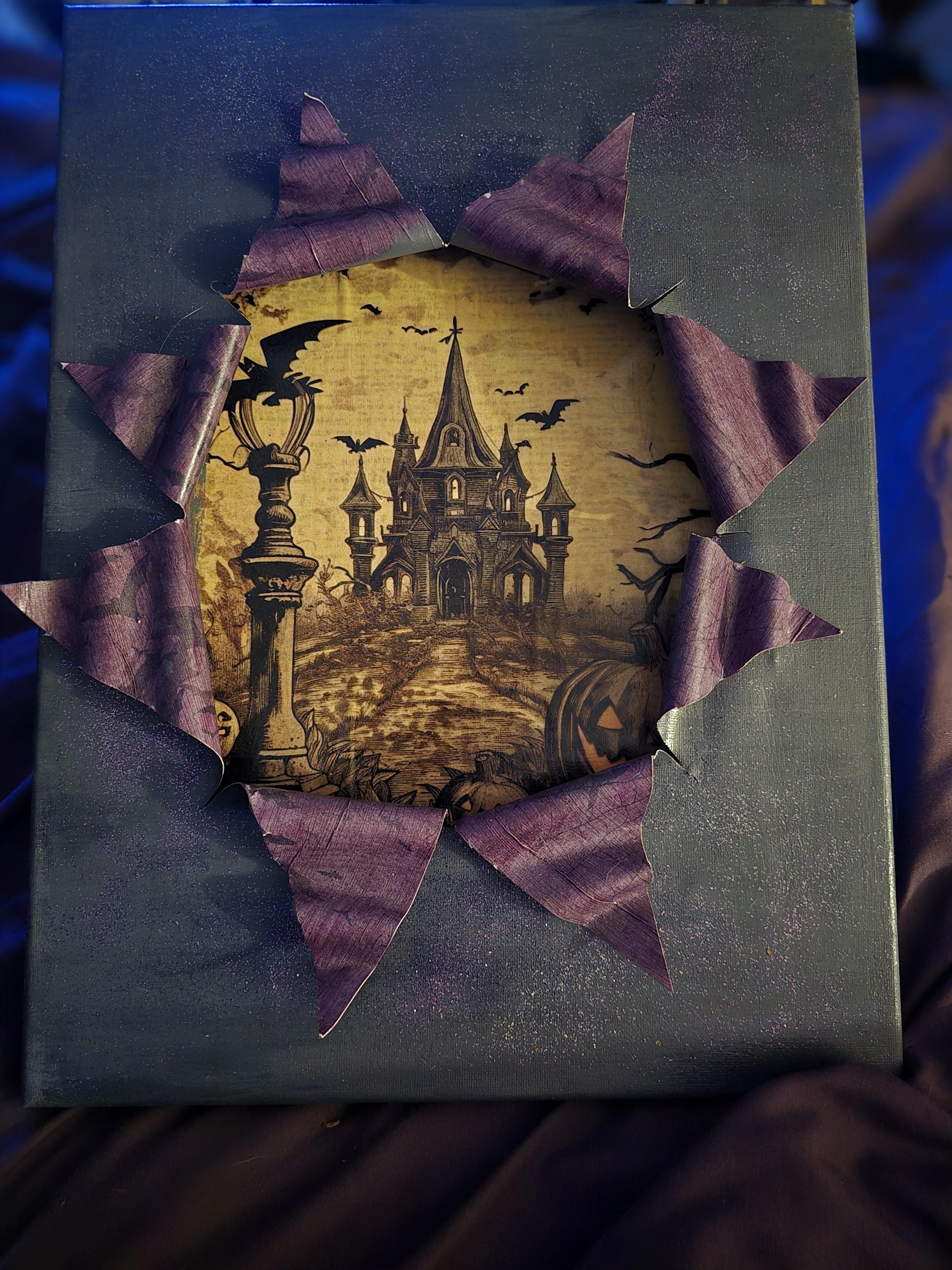 Haunted House Light up Busted Canvas | Spooky LED Wall Art | Halloween ...