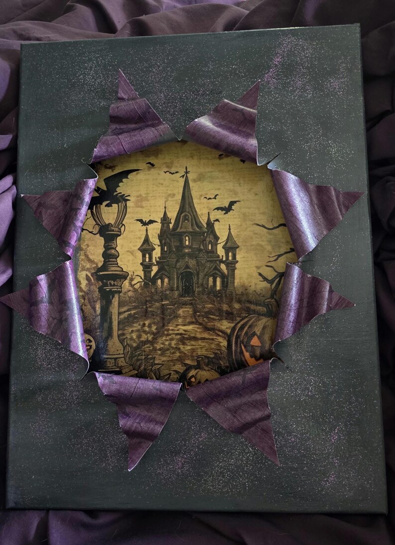 Haunted House Light up Busted Canvas | Spooky LED Wall Art | Halloween ...