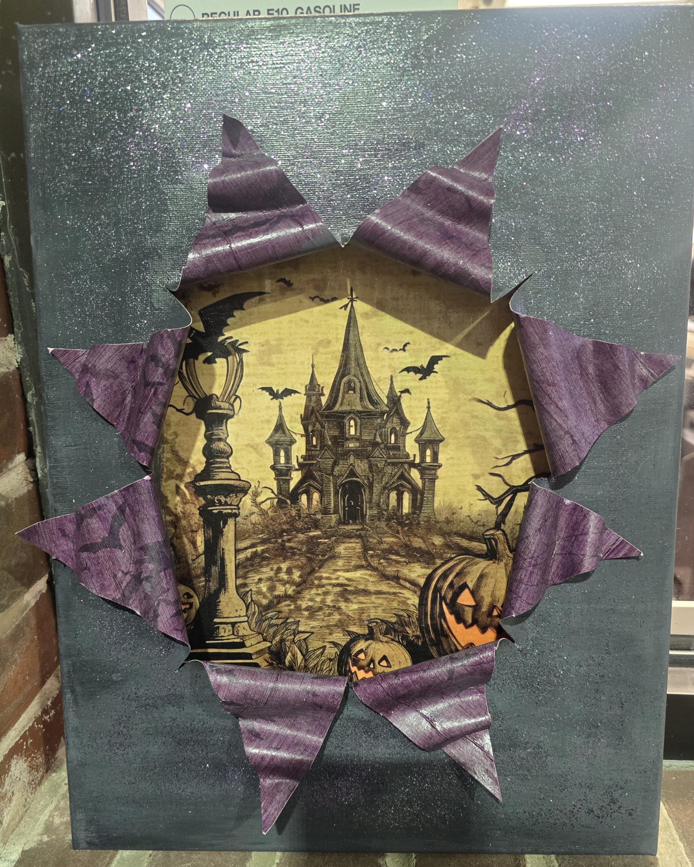 Haunted House Light up Busted Canvas | Spooky LED Wall Art | Halloween ...