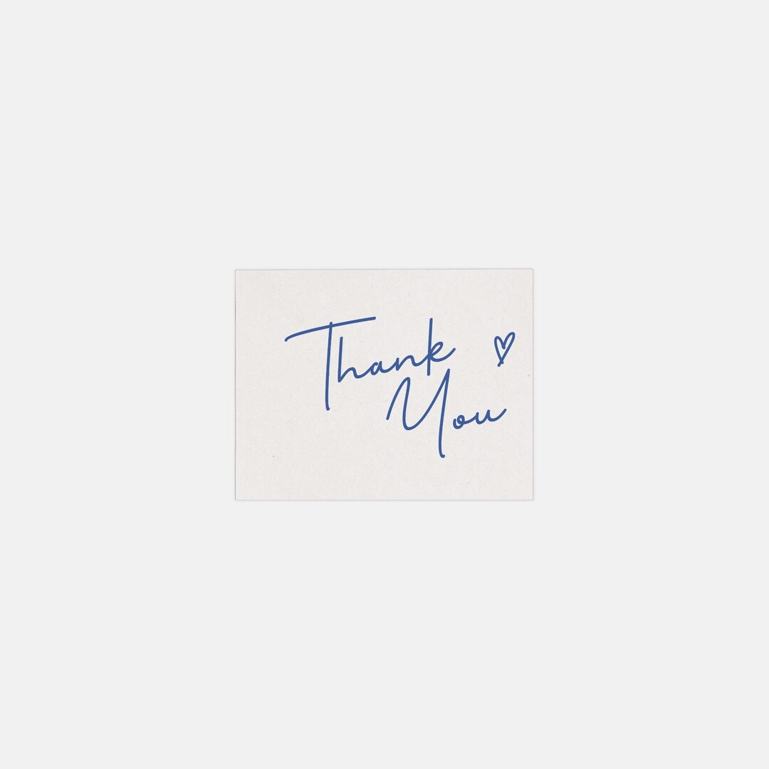 Thank You Cards Pack Blue Script Font Flat Card A2 pack of 10 - Etsy