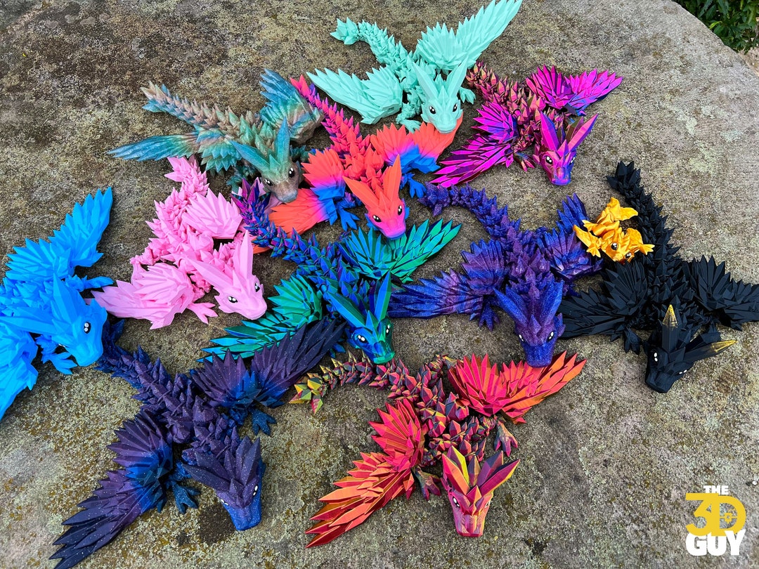 3D Printed Dragon, Crystal Wings Dragon, Fidget Toy, Gemstone ...