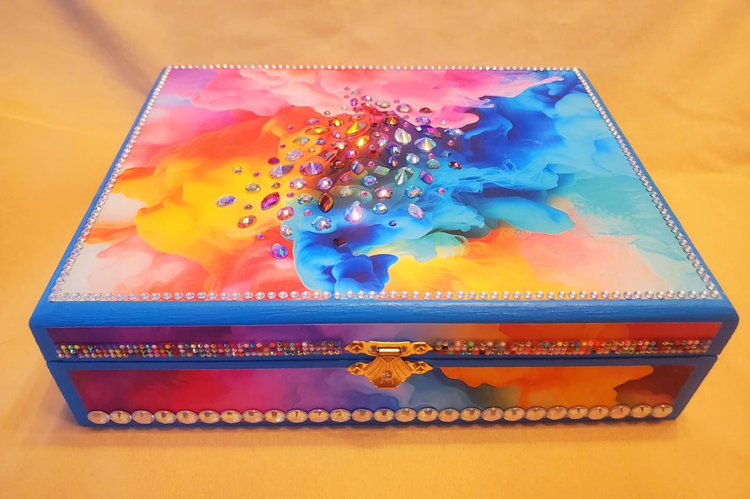 Rhinestone Rainbow Jewelry Box - Etsy