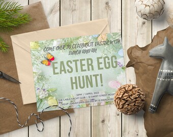 Easter Egg Hunt Invitations Three Personalized Editable Templates on ...