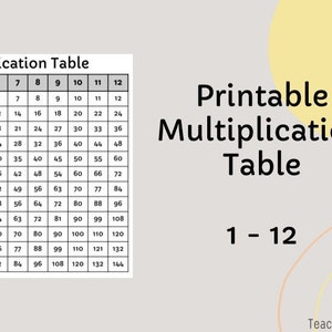 Printable Multiplication Table 1 12 - Etsy