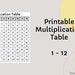 Printable Multiplication Table 1 - 12 - Etsy