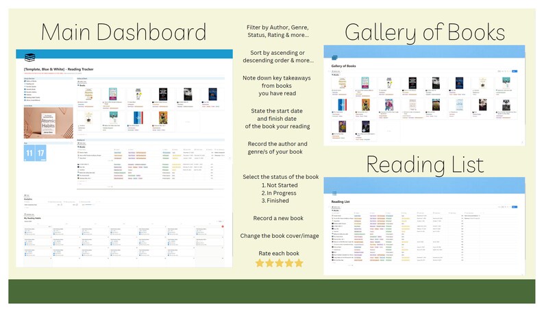 Notion Reading Tracker Bundle, Notion Reading Template Bundle, Reading ...