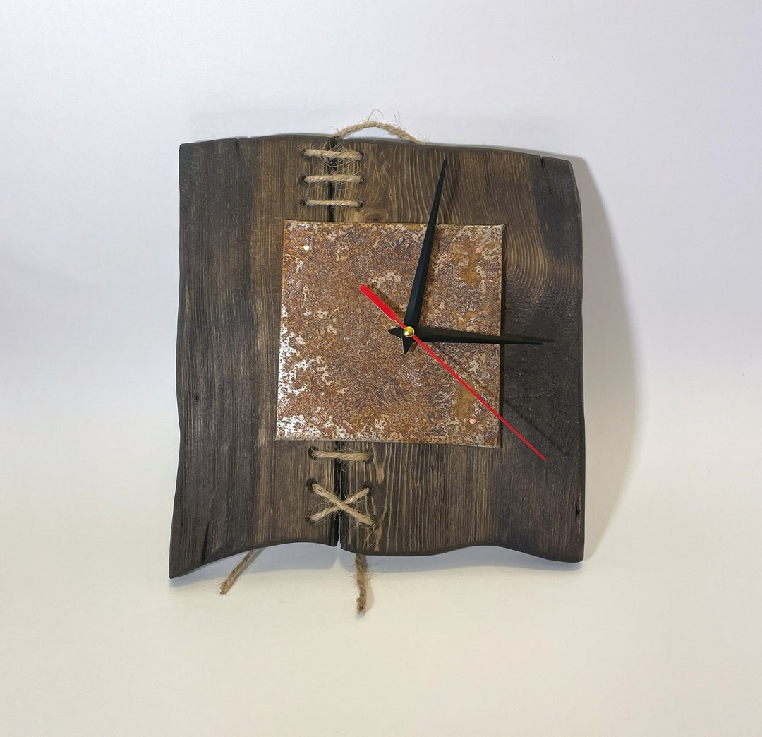 Wooden Wall Clock. Handmade, Split Wood, Cabin Wall Decor, Farmhouse ...