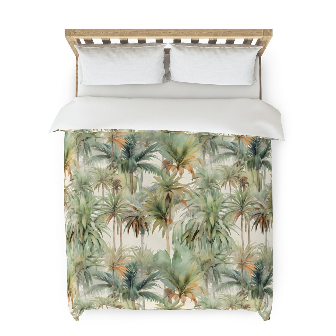 Neutral Classy Palm Tree Duvet Cover in 3 Sizes Twin Queen or King Size ...