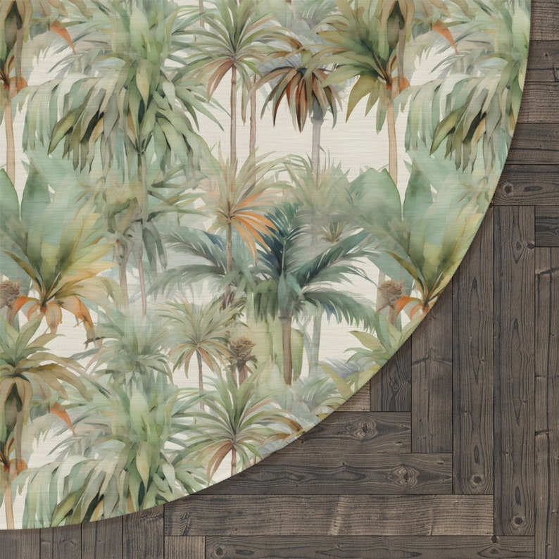 Tropical Palm Tree Round Rug for Coastal Chic Decor - Etsy
