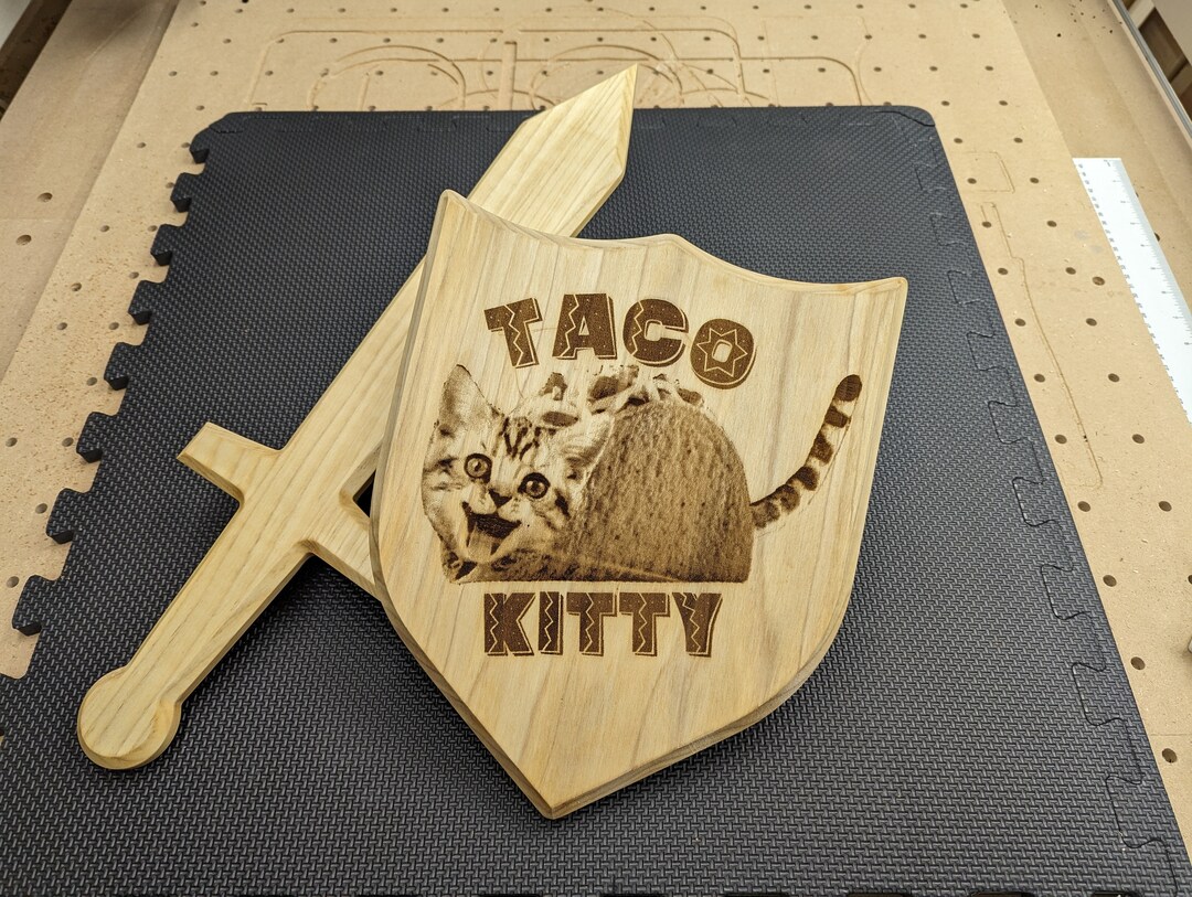 TACO KITTY Wood Sword and Shield - Etsy