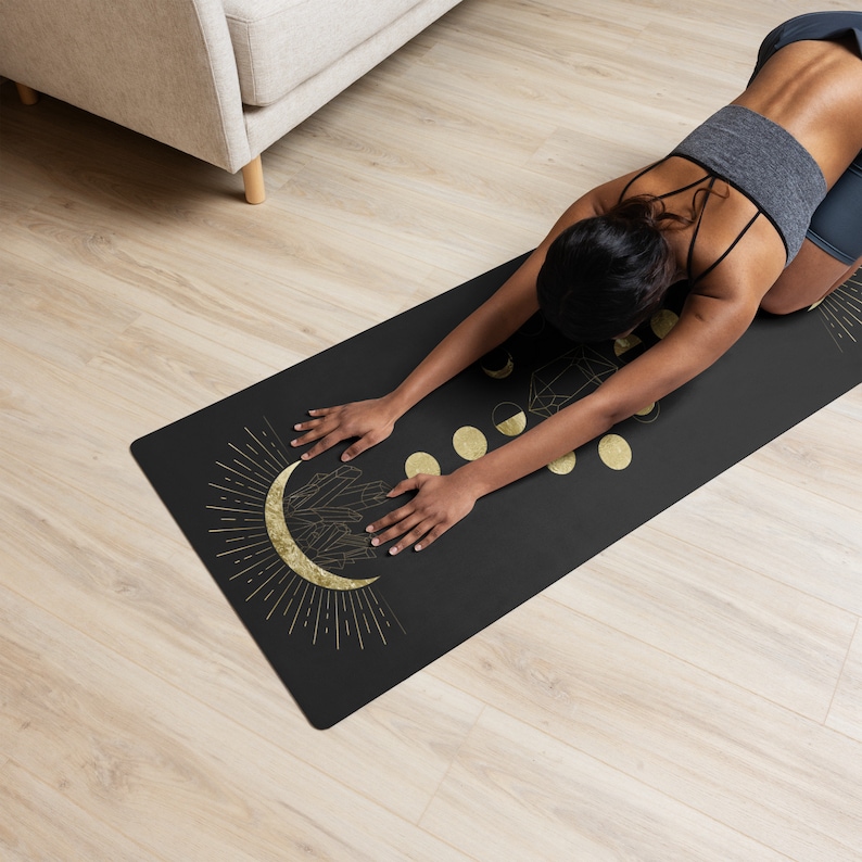 Crystals and Moons Witchy Hippie Yoga Mat | Boho Pilates Mat | Goth ...
