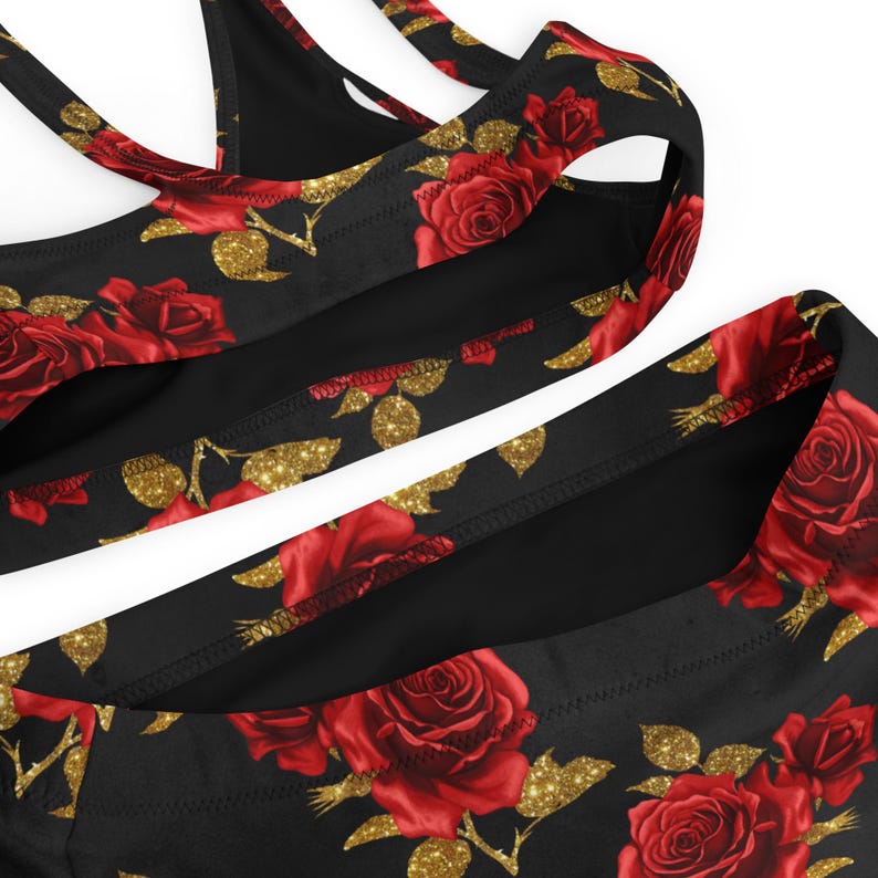 Royal Witchy Crimson Rose Bikini Set, Gothic Eco-friendly Recycled High ...