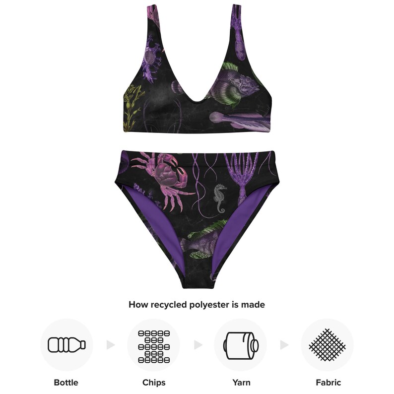 Witchy Gothic Siren Bikini Set, Eco-friendly Recycled High-waisted ...
