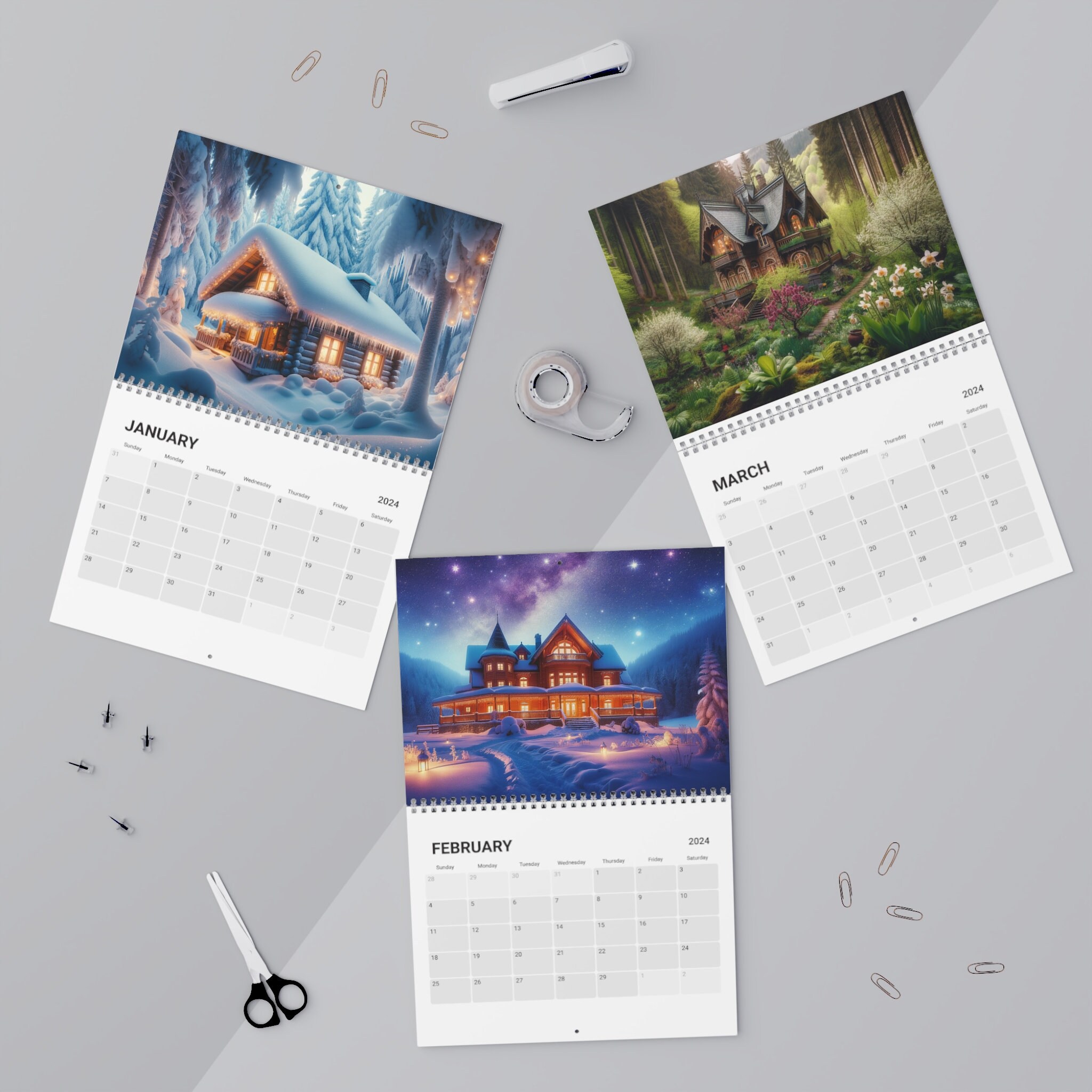 Magical Forest Cabins Calendar 2024 - Etsy