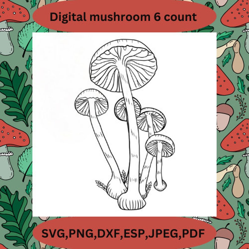 Mushroom Svg,png,dxf,eps,pdf,jpg Cutting File for Laser and Engraving ...
