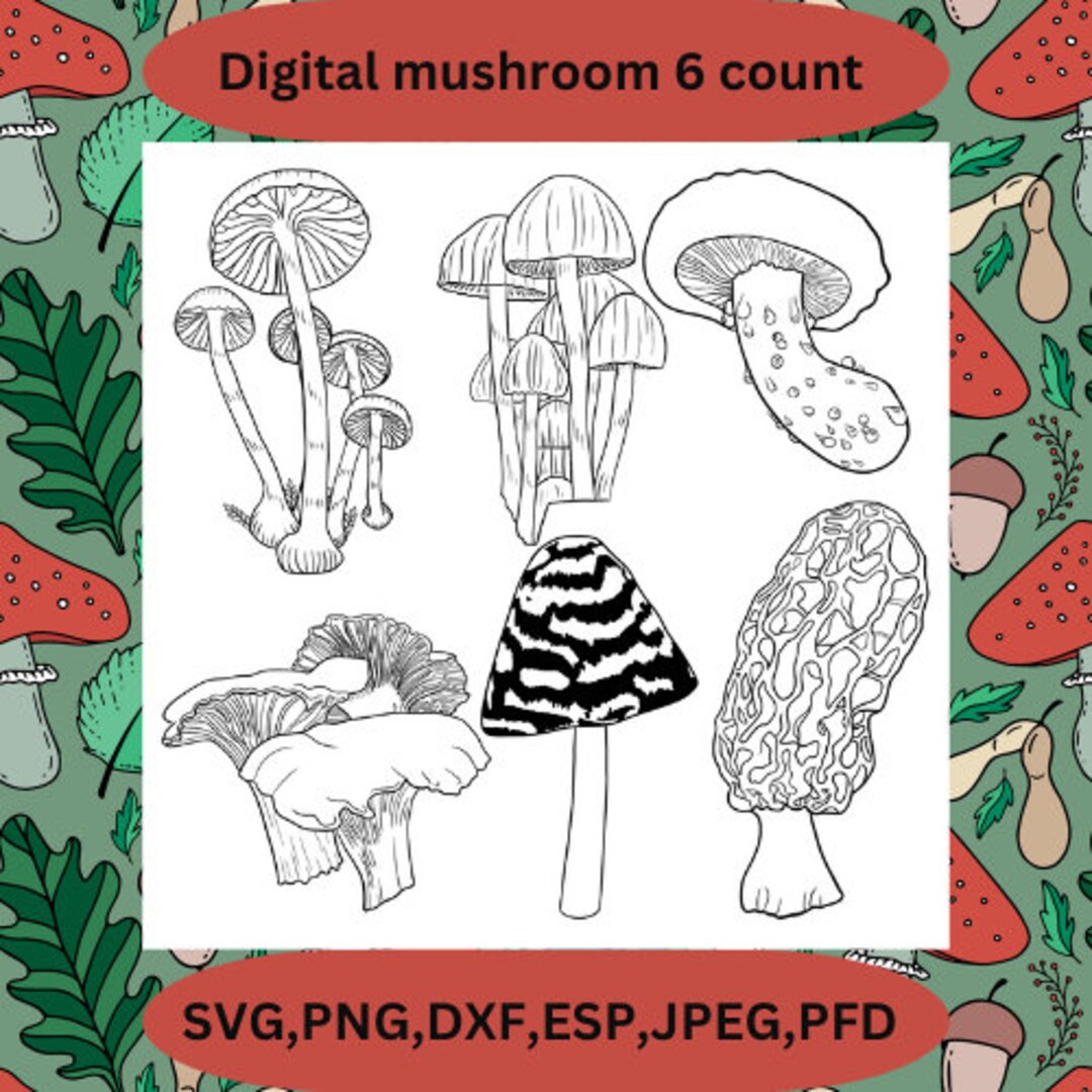 Mushroom Svg,png,dxf,eps,pdf,jpg Cutting File for Laser and Engraving ...