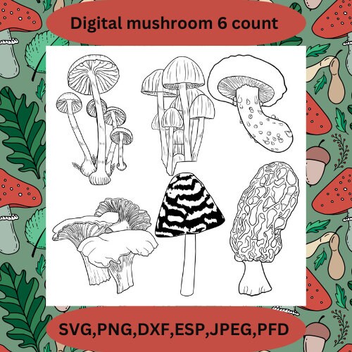 Mushroom Svg,png,dxf,eps,pdf,jpg Cutting File for Laser and Engraving ...