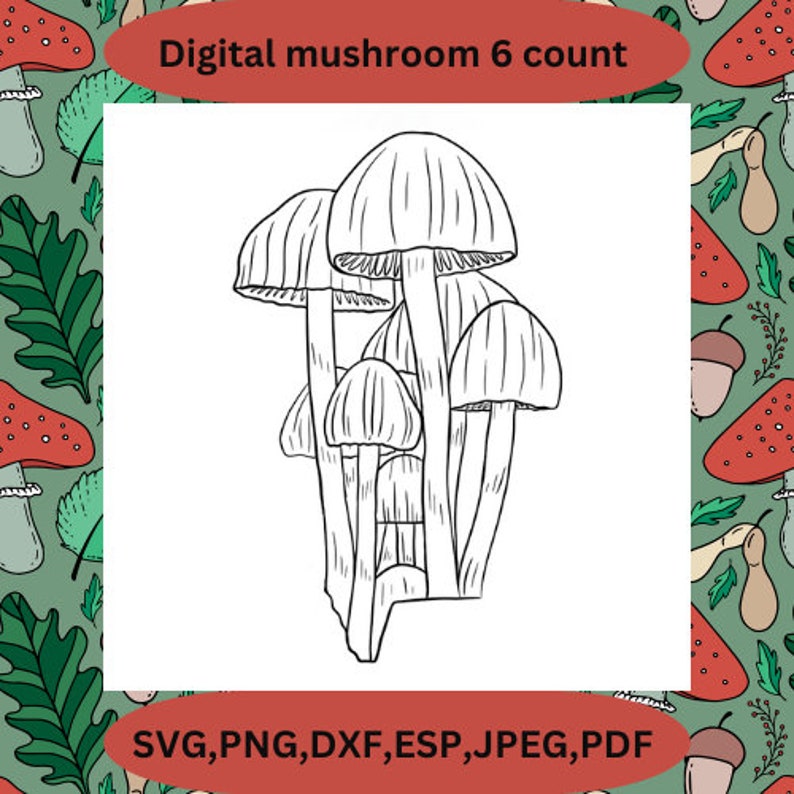 Mushroom Svg,png,dxf,eps,pdf,jpg Cutting File for Laser and Engraving ...