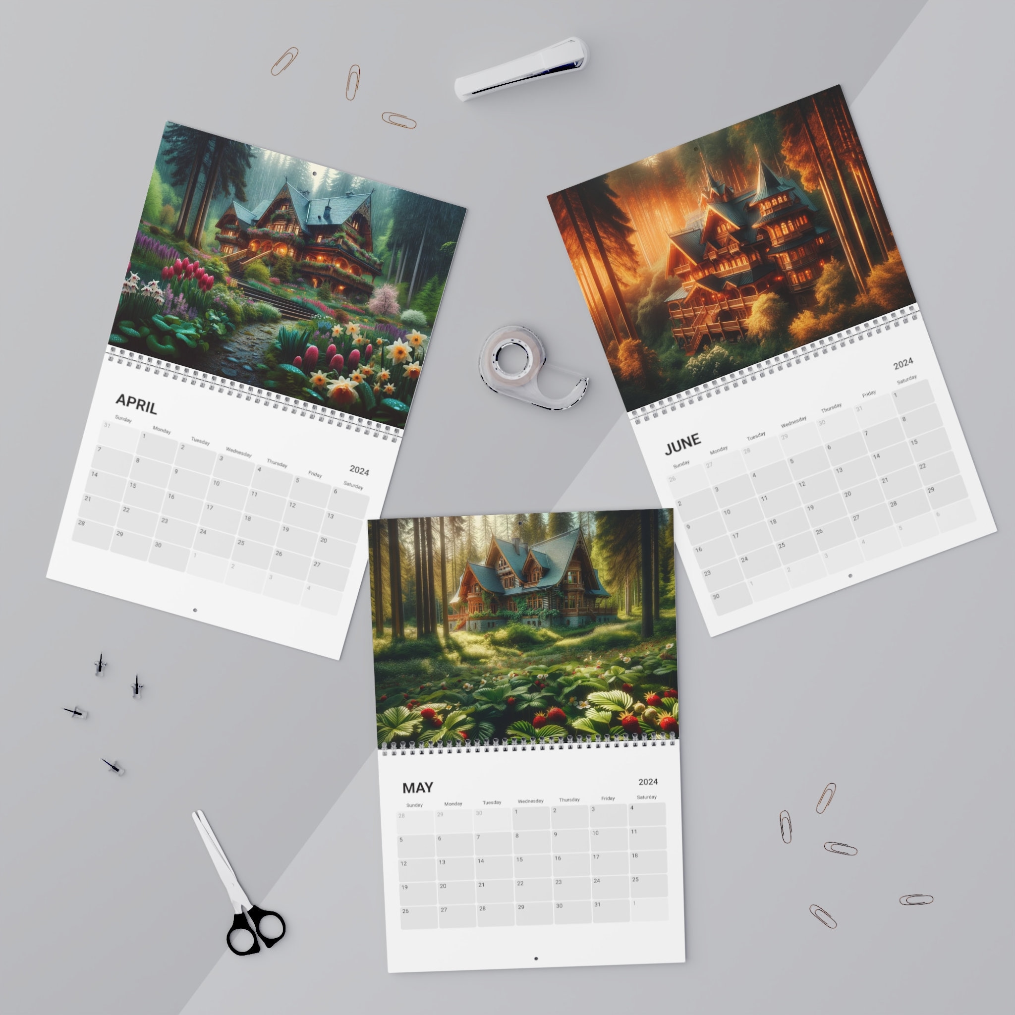 Magical Forest Cabins Calendar 2024 - Etsy