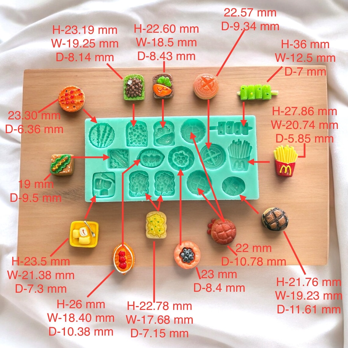 Silicone VARIETY Toy Food Mold (sizes Are in the THIRD Picture ...