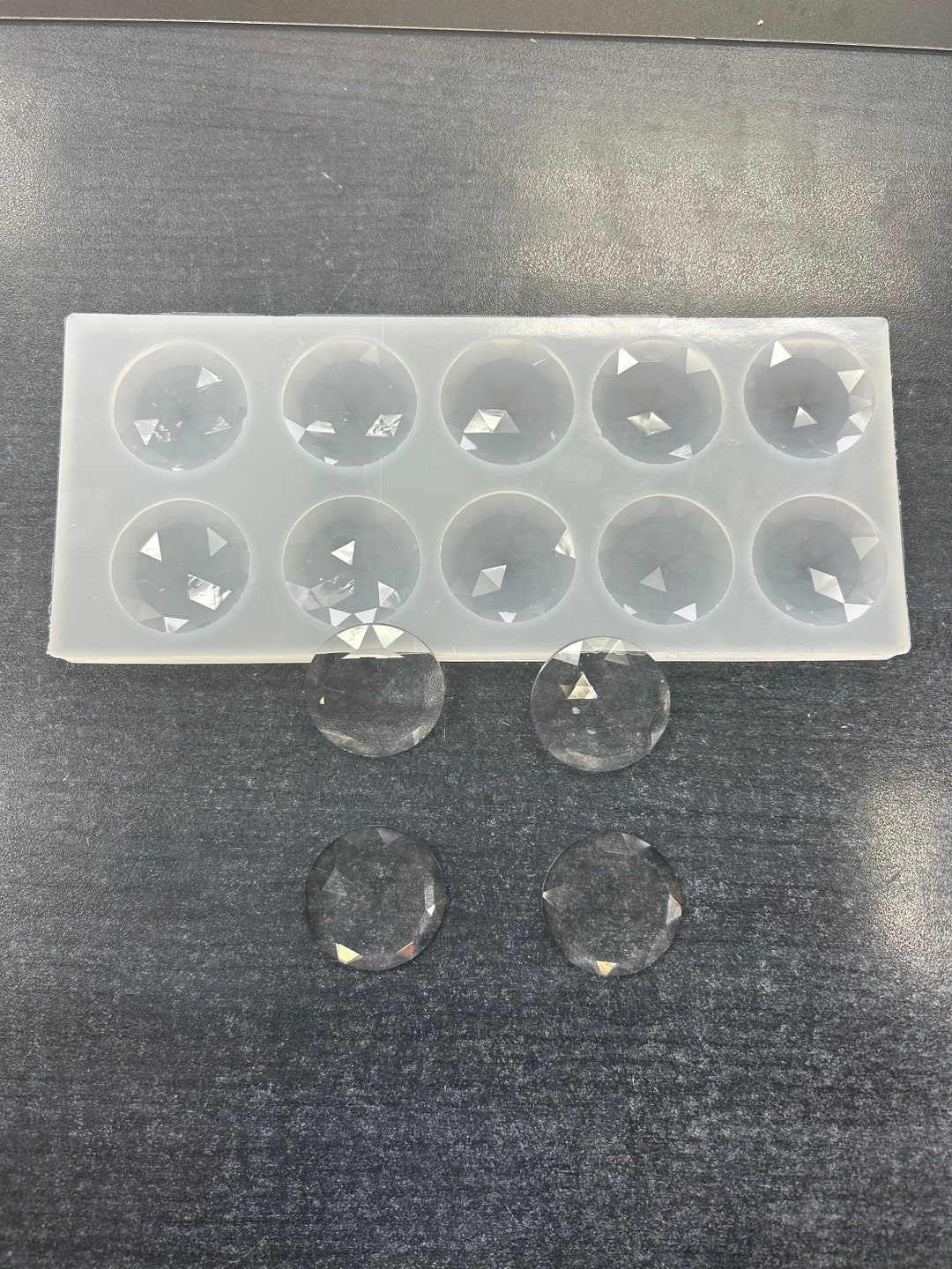 Silicone 35 Mm FACETED Low Dome Circle Flexible Mold, CUSTOM Please ...
