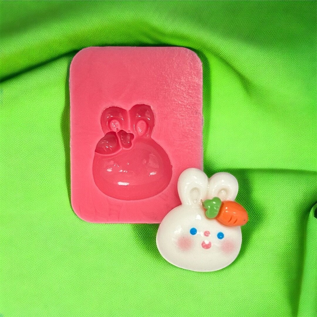 Silicone Cute Bunny HEAD With Carrot (hxwxd=21.46x17.79x7.81 Mm ...