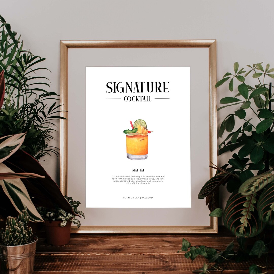 Editable Signature Cocktail Sign Template for Wedding | Signature Drink ...