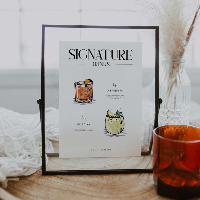 Editable Signature Drink Menu | Bar Menu Template | Signature Drinks ...