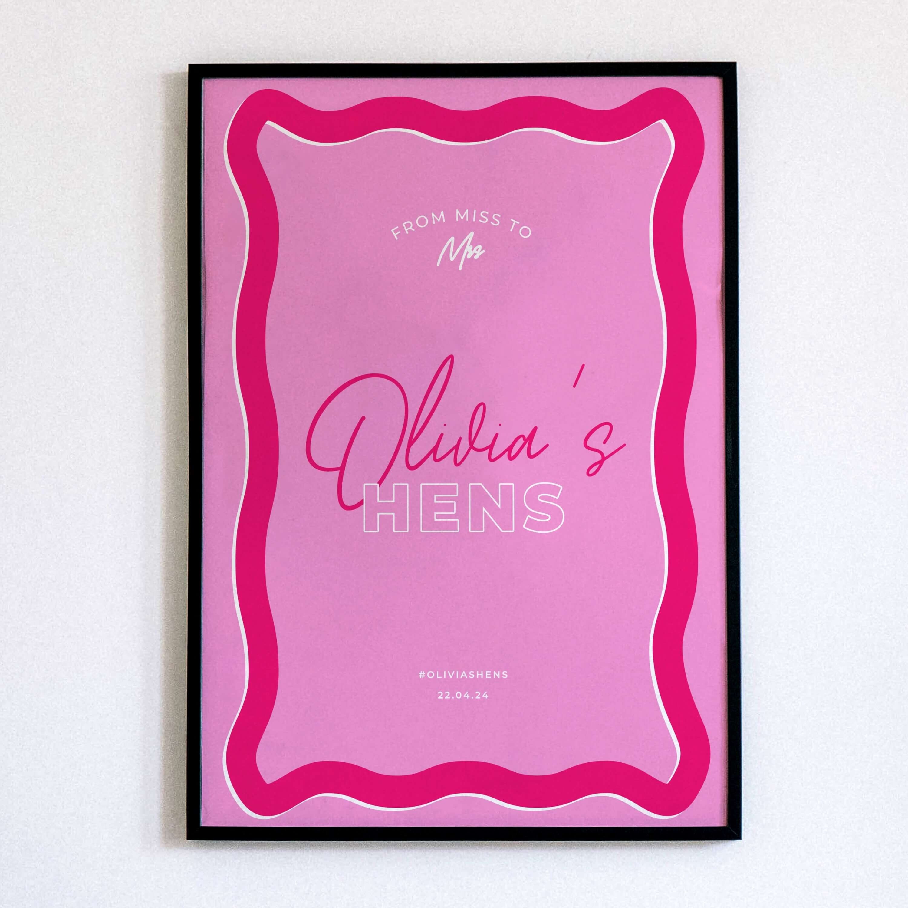 Editable Hens Party Sign in Retro Colors | Wavy Hens/bachelorette Party ...