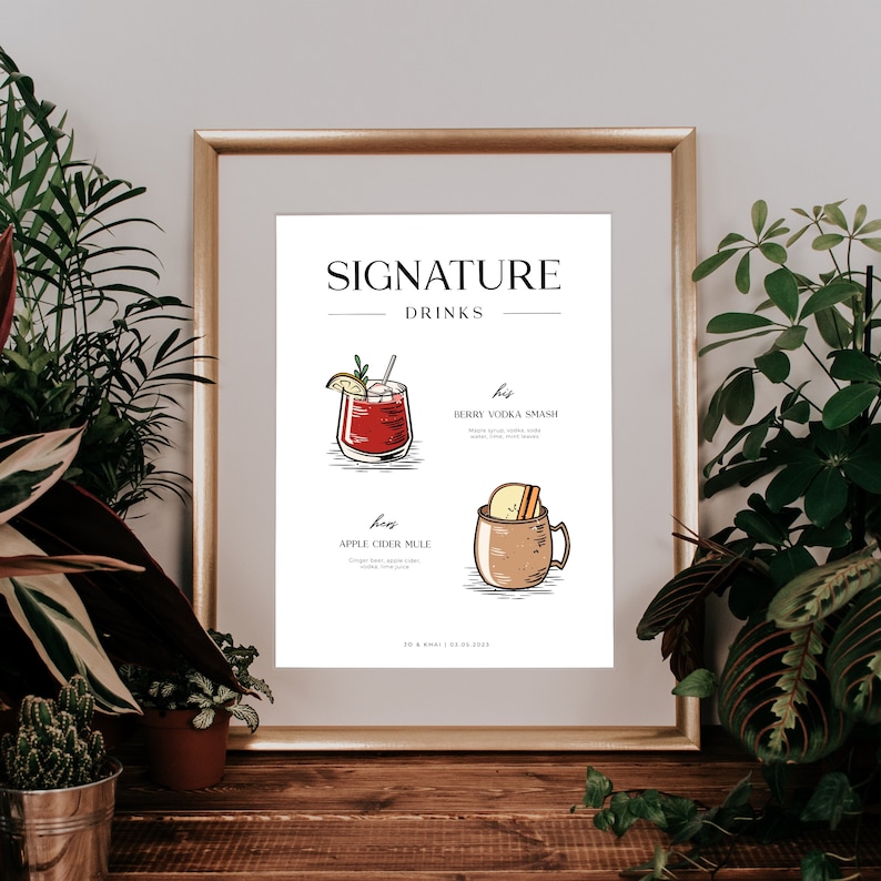 Editable Signature Drink Sign | Bar Menu Sign Template | Signature ...